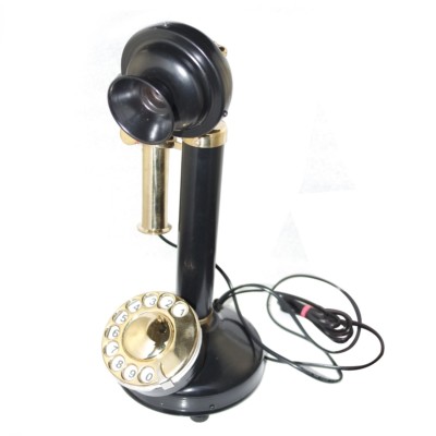 New Black & Brass Candle Stick Type Telephone, Old Vintage Antique ...
