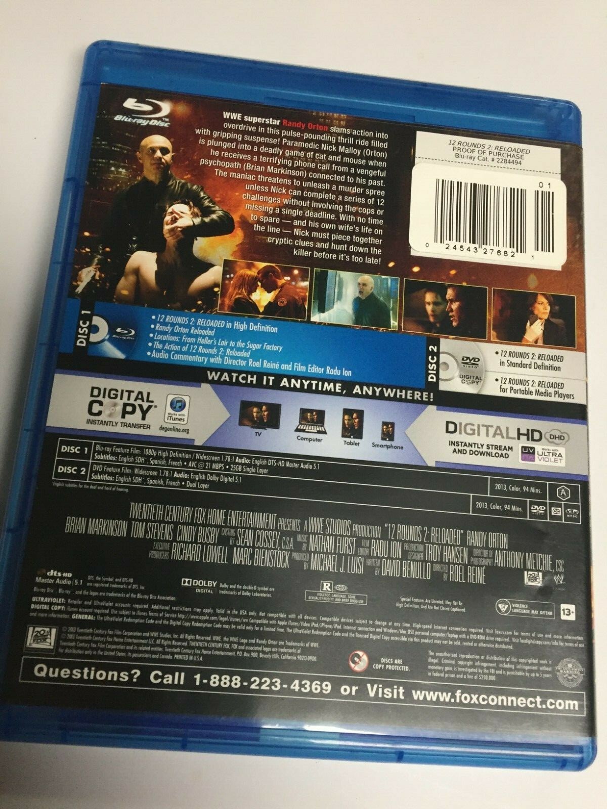 12 Rounds 2: Reloaded (Blu-ray/DVD,2013,2-Disc Set) Randy Orton,Not a ...