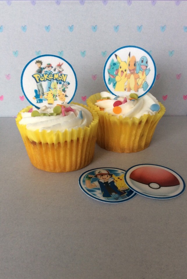 24 Pokemon Premium Cupcake Cake Toppers Edible Rice Wafer Paper ...
