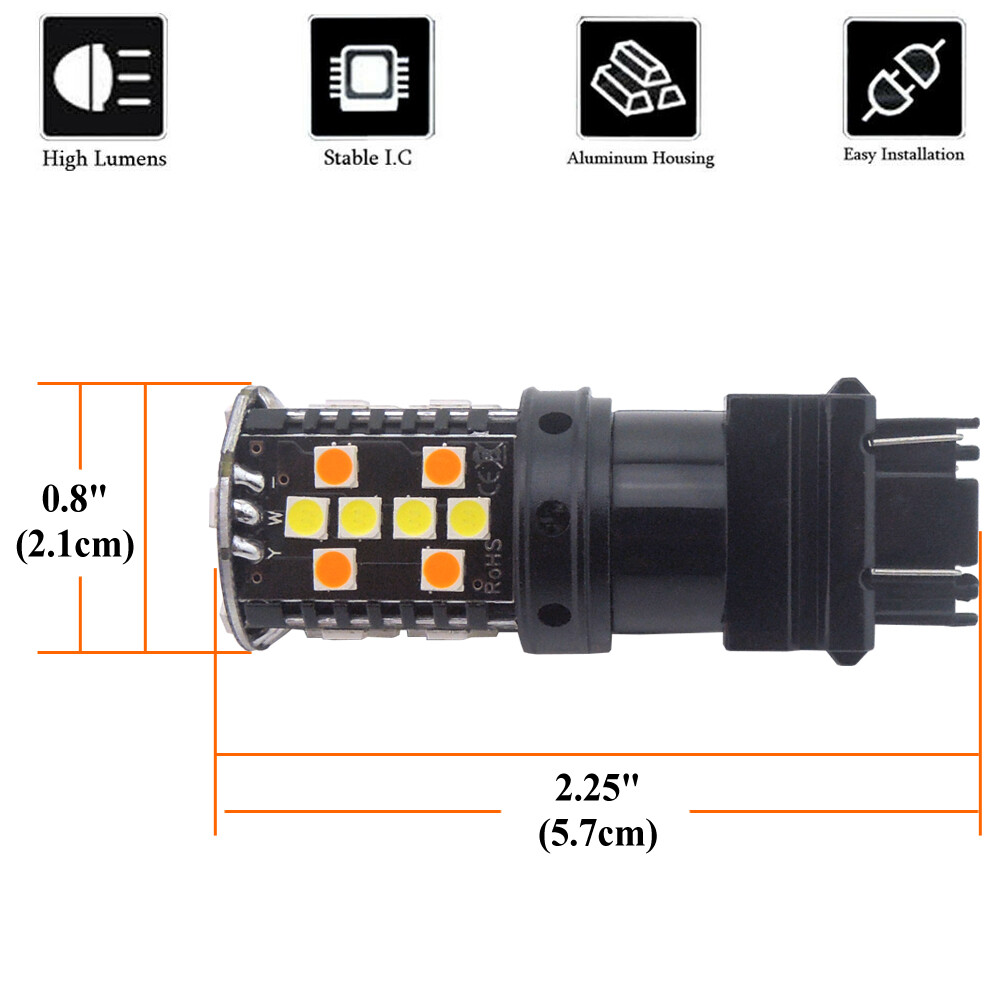 2 No Hyper Flash No Resistor 3157 3757AK Switchback LED Turn Signal ...