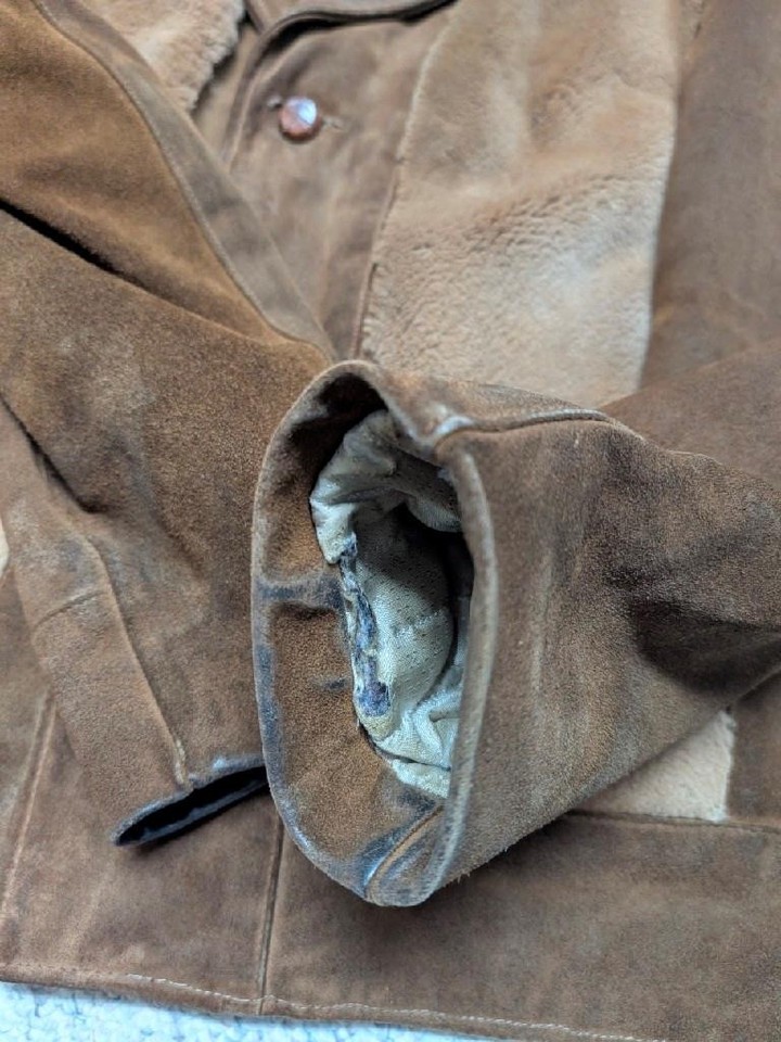 vintage WESTERN suede leather KANGAROO FUR trucker 40 brown SAFARI ...