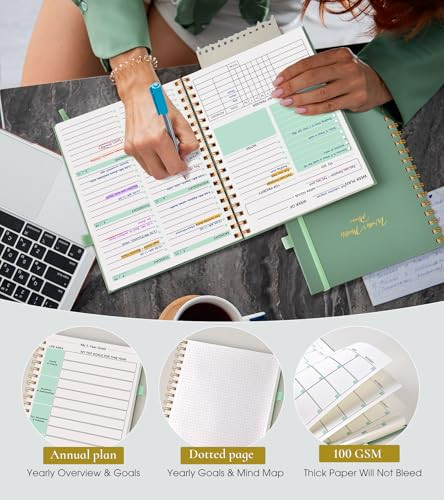 Undated B5 Large Weekly & Monthly Planner - Hardcover Spiral Bound ...