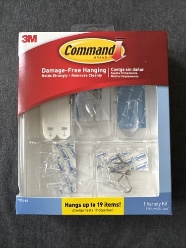 3M Comman Damage-Free Clear Variety Hanging Hooks Kit/Hangs 19 pcs ...