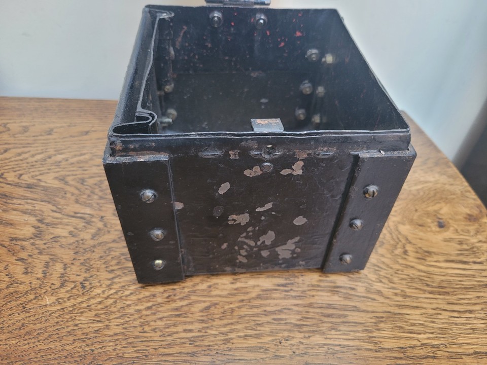 Old Heavy Steel Strong Box Poor Box with Key, Collection keepsake box ...