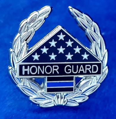 FLAG-LEAF-RIBBON HONOR GUARD PIN, Item #151: Silver color, Post w ...