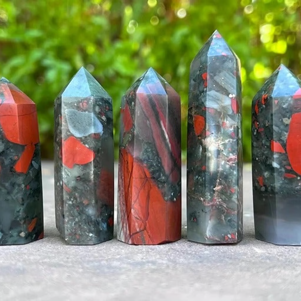 Natural African Bloodstone Healing Crystal Tower Point Reiki Obelisk ...