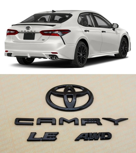 Gloss Black out Overlay Emblem Kit fit TOYOTA 2018-2024 Camry LE AWD ...