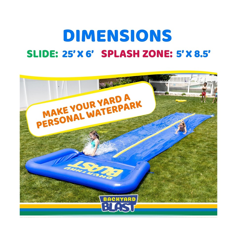 BACKYARD BLAST - 30' Waterslide with Splash Zone - Easy to Setup ...