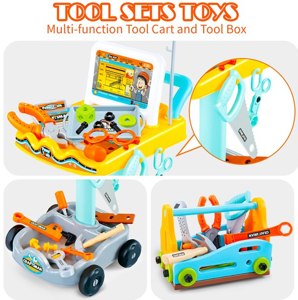 Kids Realistic Construction Tools Toys Set-102PCS Pretend Play Tool ...
