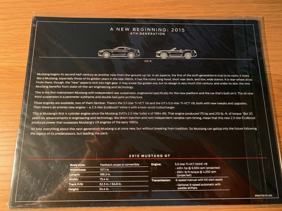 Unopened Ford Mustang 50TH Anniversary Color Sales Brochure | eBay