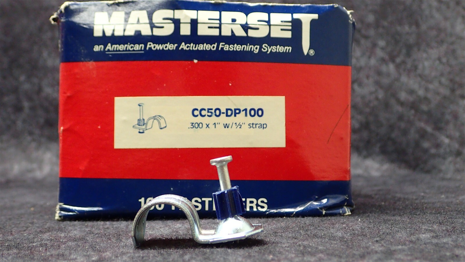 MASTERSET 100 Fasteners CC50-DP100, .300 x 1" x 1/2" Strap Half Clip ...