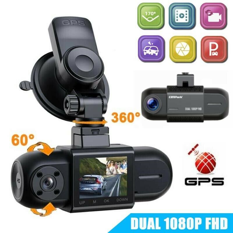 TOGUARD Both 1080P GPS Dual Lens Dash Cam Front Cabin Dash Camera Night ...