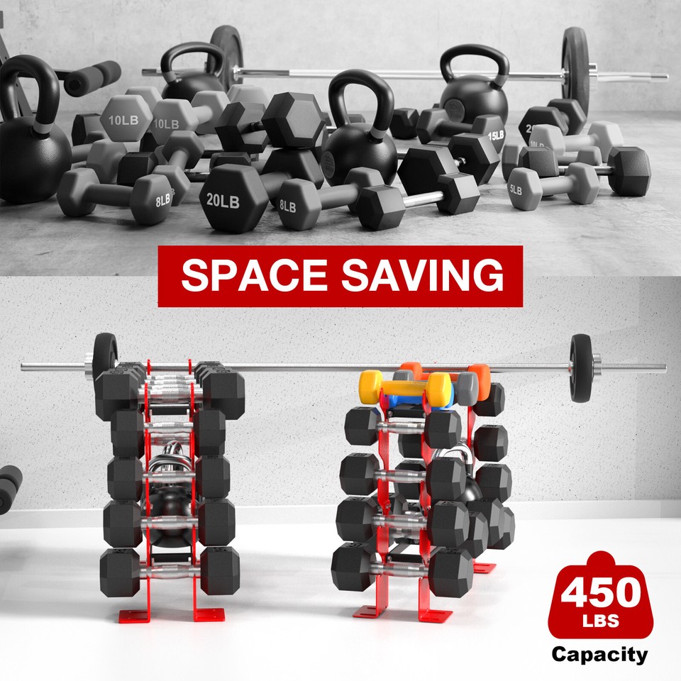 Dumbbell Rack Stand Only 5 Tier 450LBS Capacity Weight Rack for ...