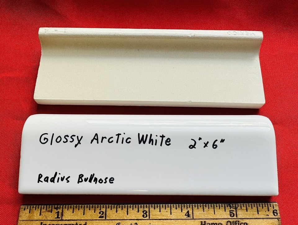 Bright Arctic White: 2" x 6" Ceramic Tile Mud Cap Bullnose Trim Edge (1 ...