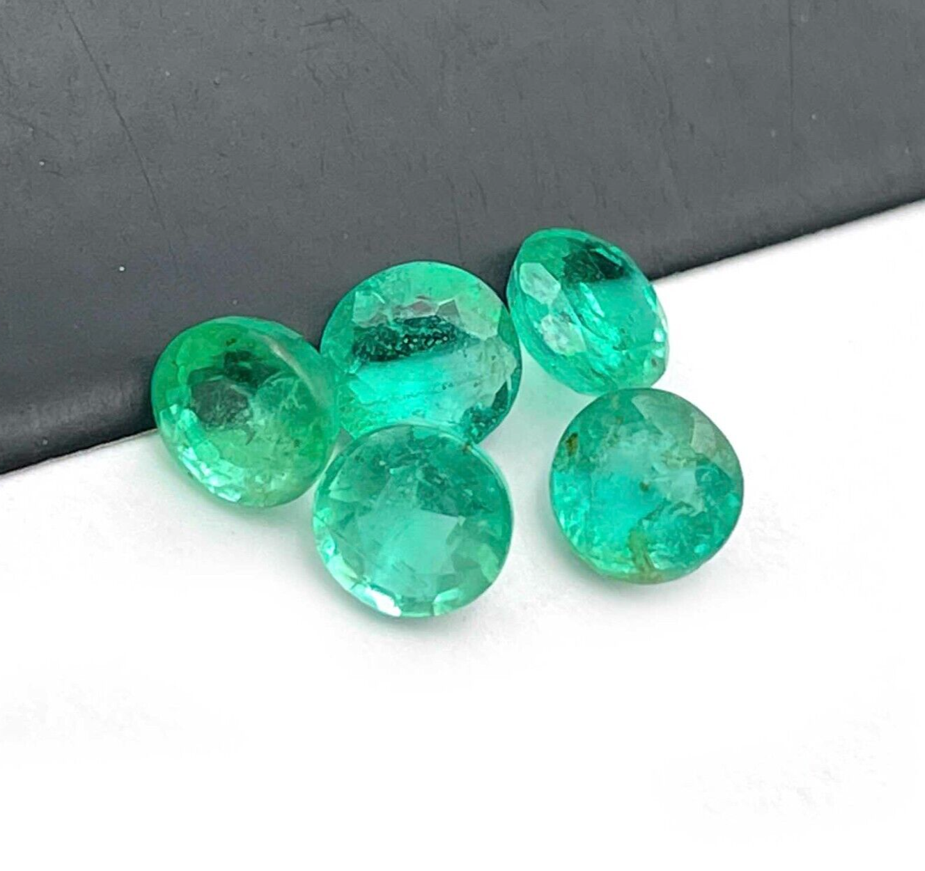 Natural Zambia Emerald Round Cut Loose Gemstone Lot 6 Pcs 4.25 MM 1.90 ...