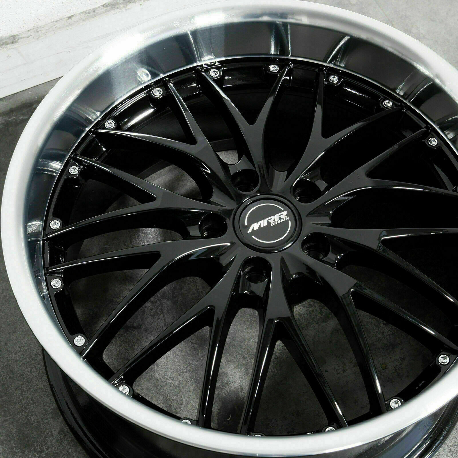19" MRR GT1 Gloss Black Machined Lip Wheels 19x9.5 5x112 +25 Rims Set 4 ...