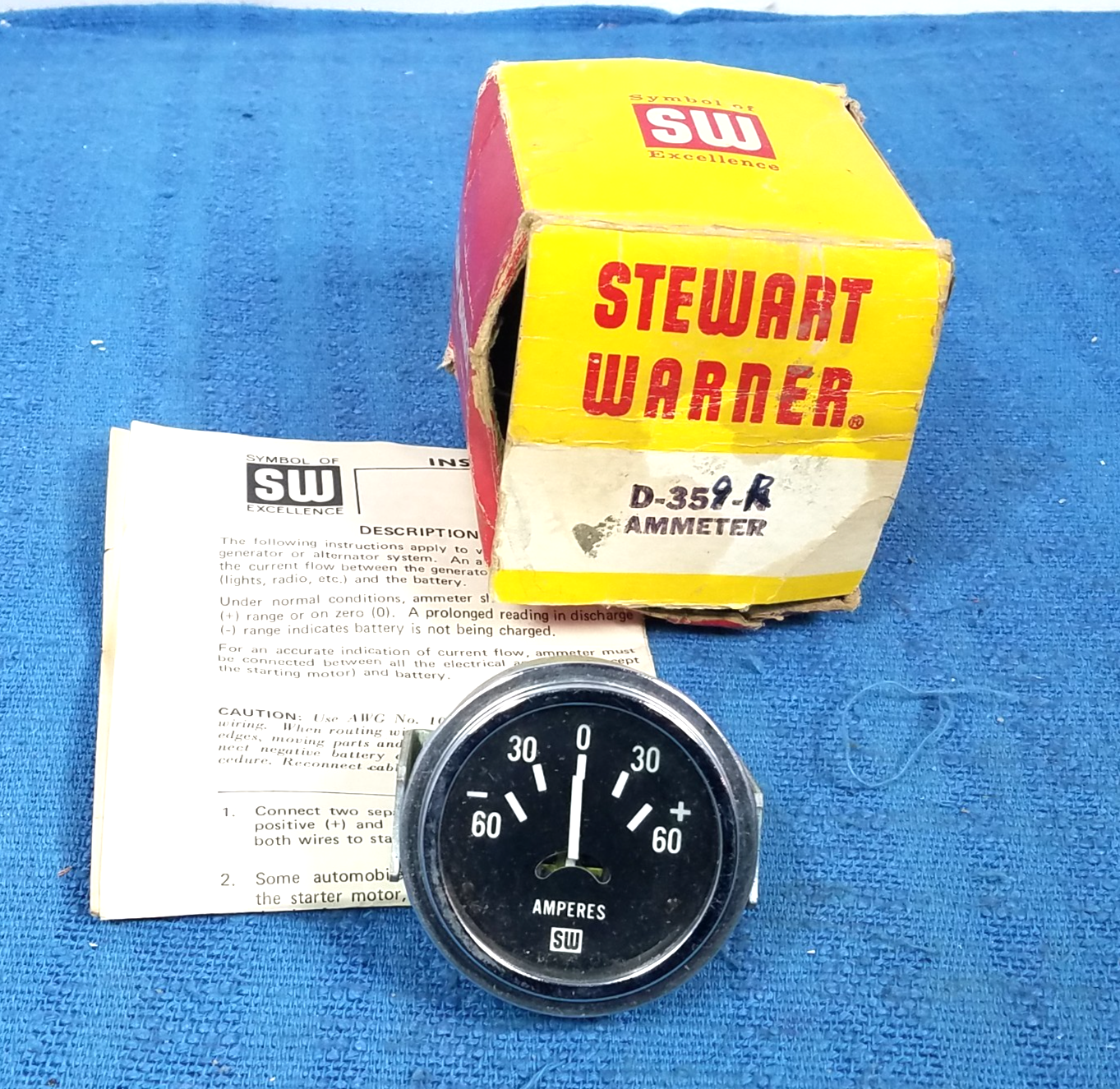 Vintage Stewart Warner Amp Gauge 359-R M8 amperes Nos 2-1/8 1968 | eBay