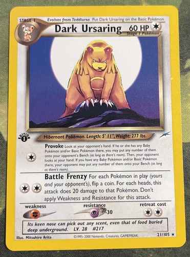 1st Edition Dark Ursaring Rare 21/105 - Neo Destiny - Near Mint | eBay
