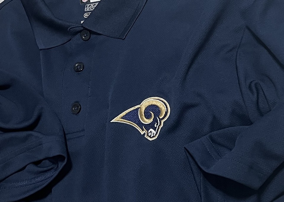 ST LOUIS RAMS Logo Men TX3 Cool Navy-Blue Gold Short Sleeve Polo Shirt ...