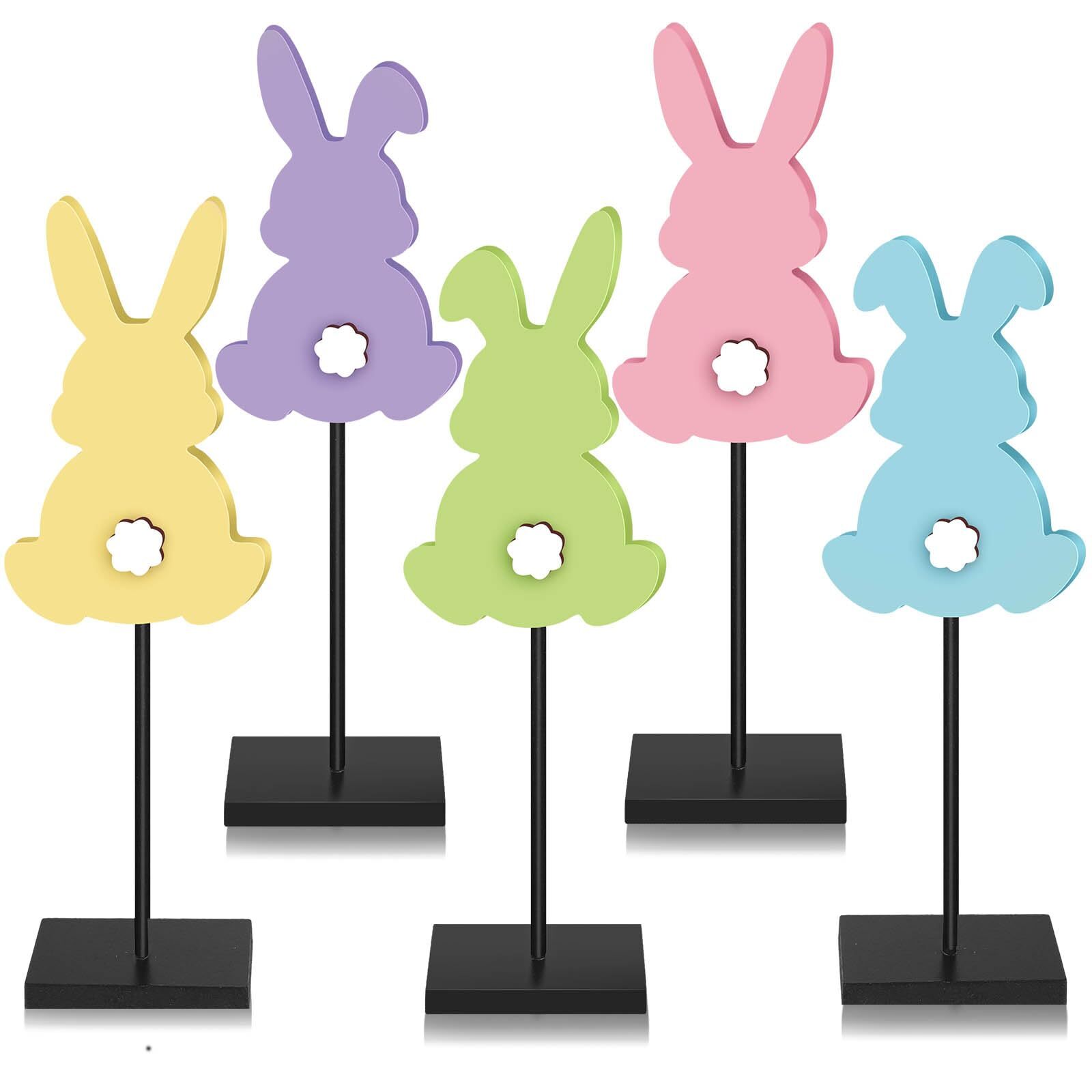 Easter Standing Table Decor Wooden Bunny Egg Rabbit Tabletop Decoration ...