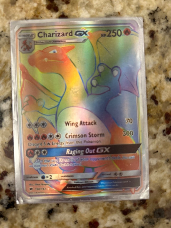 Pokemon Card - Charizard GX (Secret) Burning Shadows 150/147 Rainbow ...