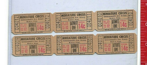 vintage lot Miniature Circus tickets Armory Boston Mass | eBay