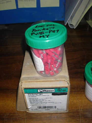 Lot of 200: Panduit PV18-P47-MY Pin Terminal, 22-18 AWG wire, .49 pin ...