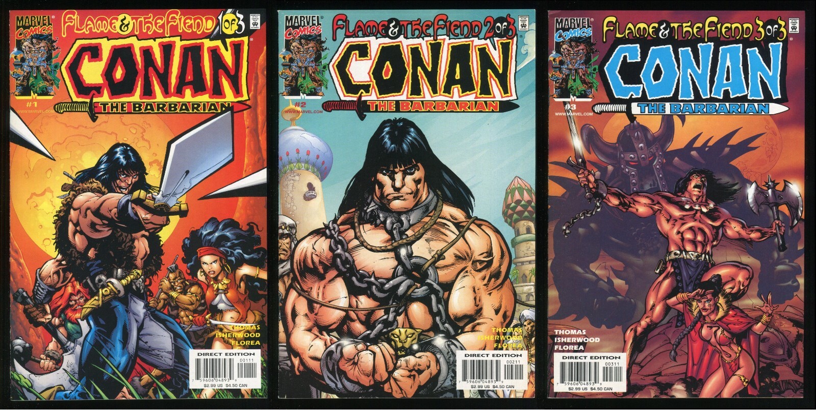 Conan The Barbarian Flame & the Fiend Comic Set 1-2-3 Lot Marvel ...