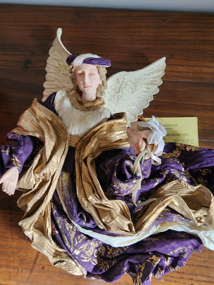 NEW MWT Nativity Christmas Angel 15" Hand-Painted Purple Gold, Guardian ...
