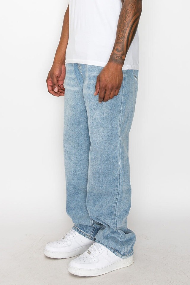 Victorious Men's Essential Loose Fit Baggy Wide Denim Jeans Pants ...