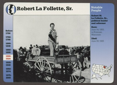 Robert La Follette Sr Story of America History Card Notable People | eBay