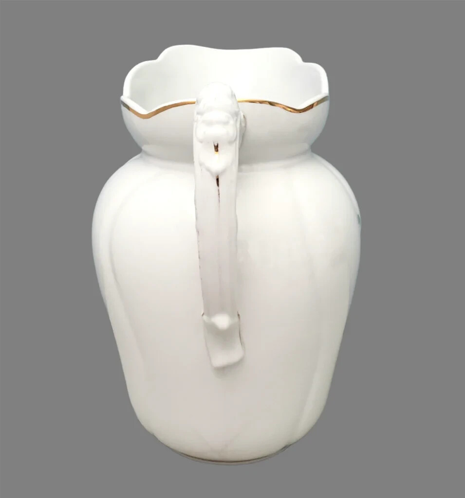 Antique White Tea Leaf Ironstone Pitcher 11 1/2" Chelsea Bishop ...