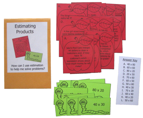 Teacher Made Math Center Educational Resource Game Estimating Products ...