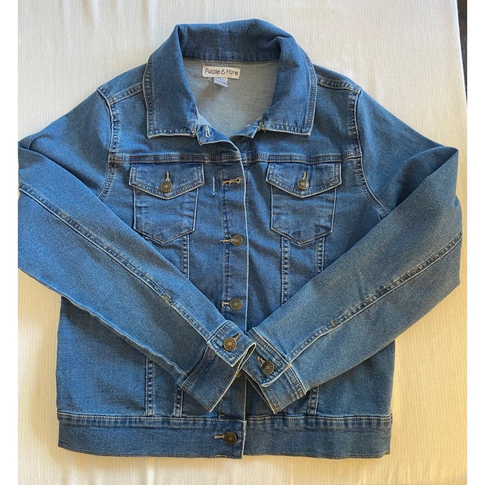 Purple & More Blue Denim Jacket Women's Small Button Front Jean Coat | eBay
