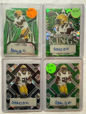 (4) 2022 Leaf Metal Draft Corey Kiner AUTO AUTOGRAPH /2 /4 /5 /7 LSU ...