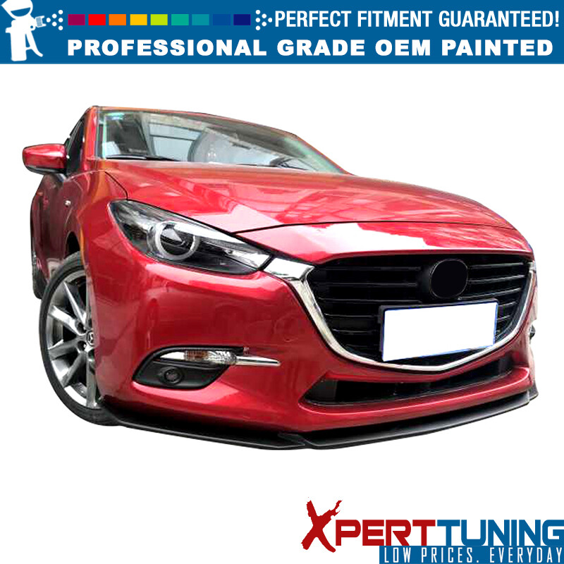 Fits 14-17 Mazda 3 V1 Style Front Bumper Lip PP Painted #42A Meteor ...
