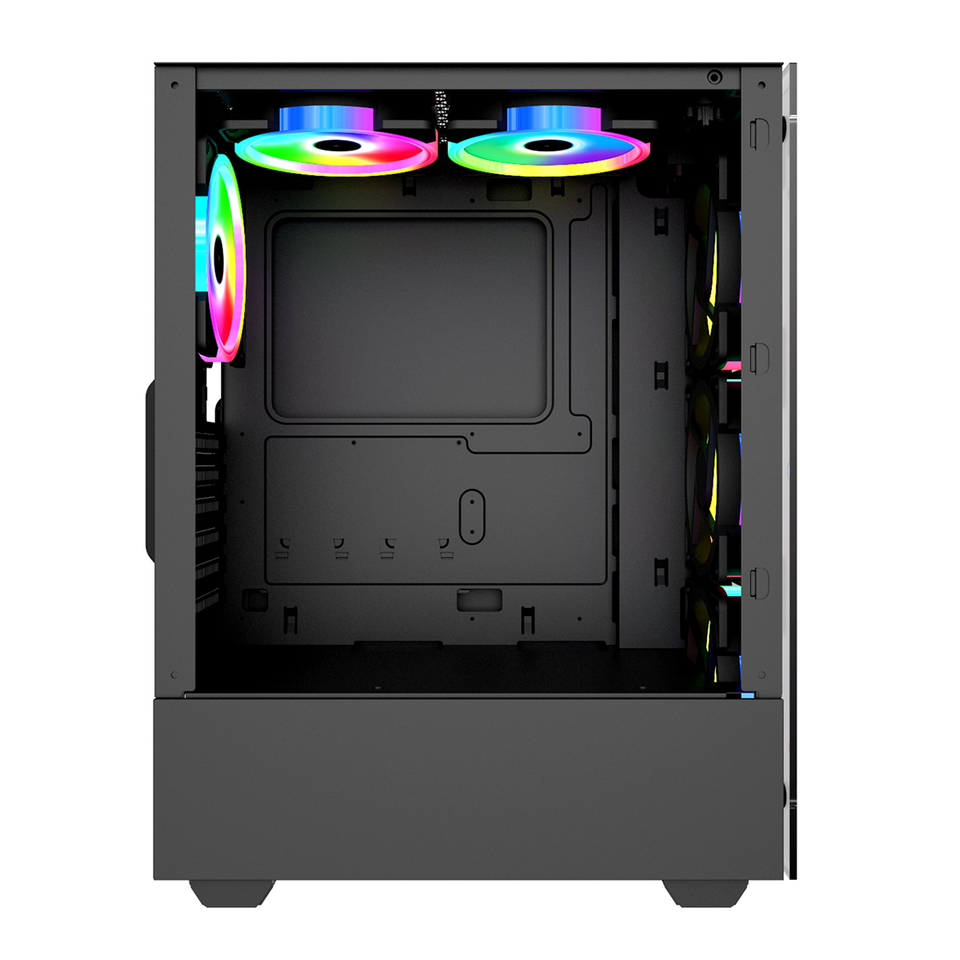 Gaming PC Computer Case RGB LED Mid Tower ATX Tempered Glass 6x Halo ...