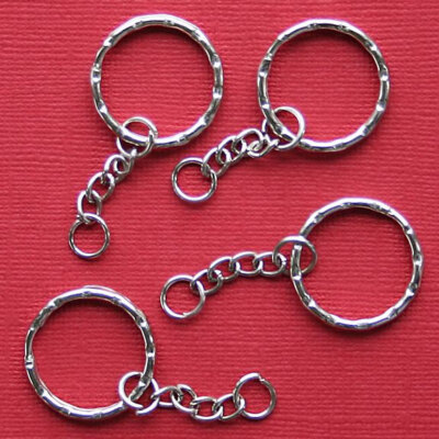 6 Key Chain Rings 20mm with Attached Chain Z005 | eBay