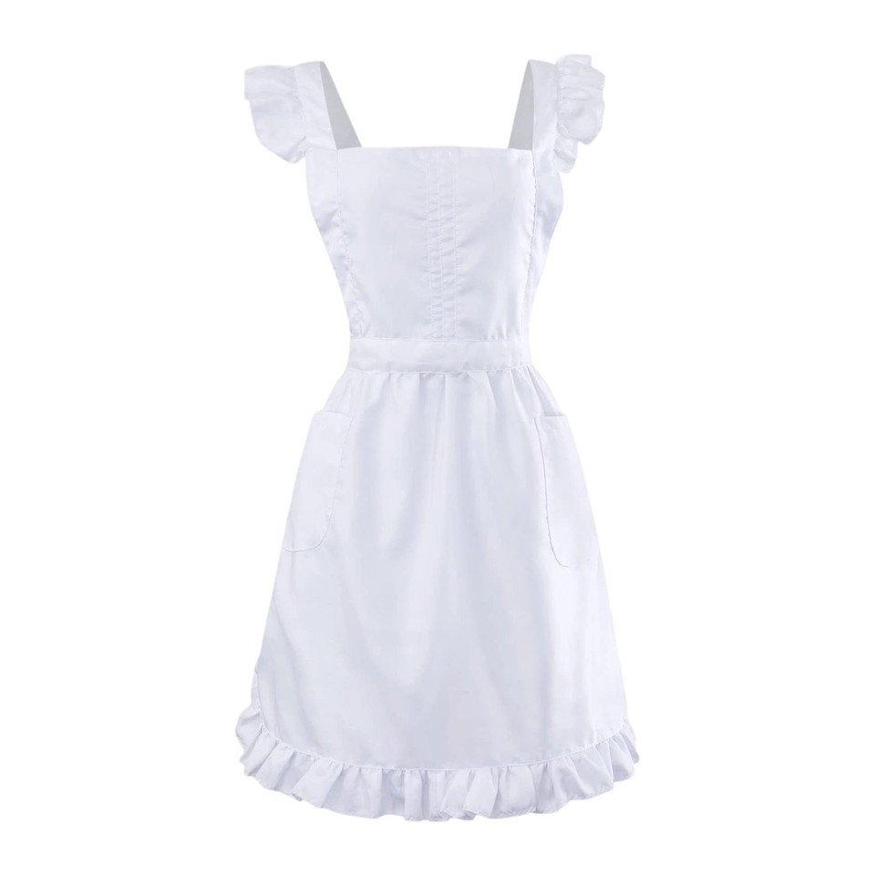 Maid Ruffle Retro Apron Adjustable Waitress Workwear Polyester Gift ...
