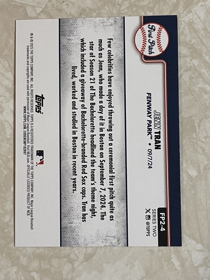 2025 Topps Series 2 FIRST PITCH FP2-4 JENN TRAN RARE PINK HOLO FOIL | eBay