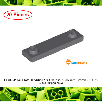 LEGO 41740 Plate, Modified 1 x 4 with 2 Studs with Groove - DARK GREY ...