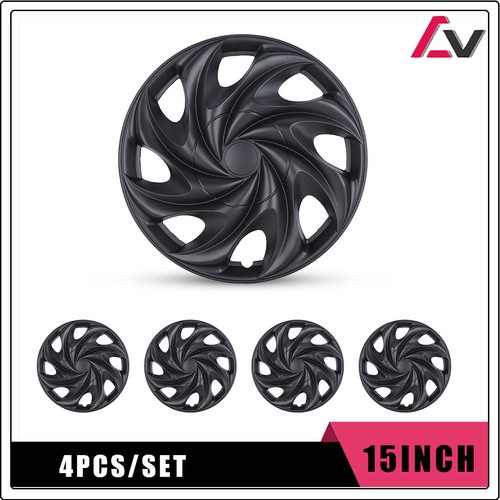 4Pcs 15Inch Universal Wheel Rim Cover Hubcaps Black Rings Set For Chevy ...
