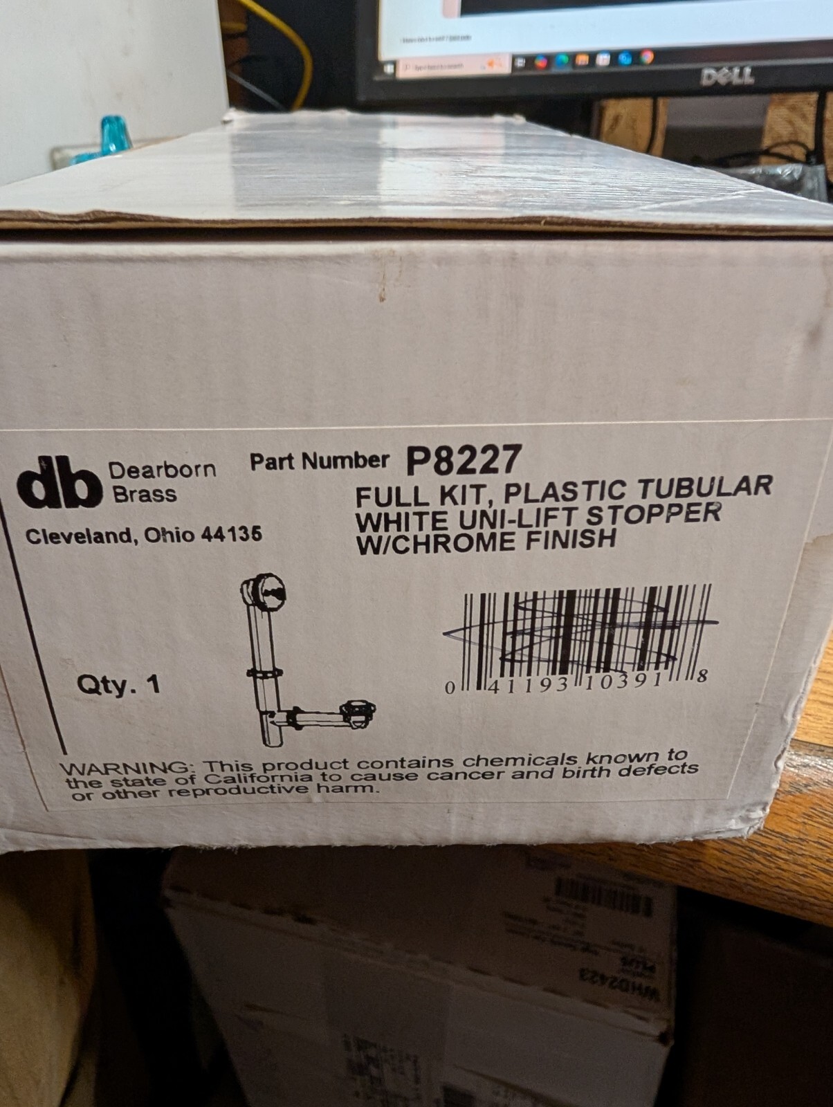 DEARBORN P8227 PLASTIC TUBULAR BATH WASTE WHITE UNI-LIFT STOPPER CHROME ...