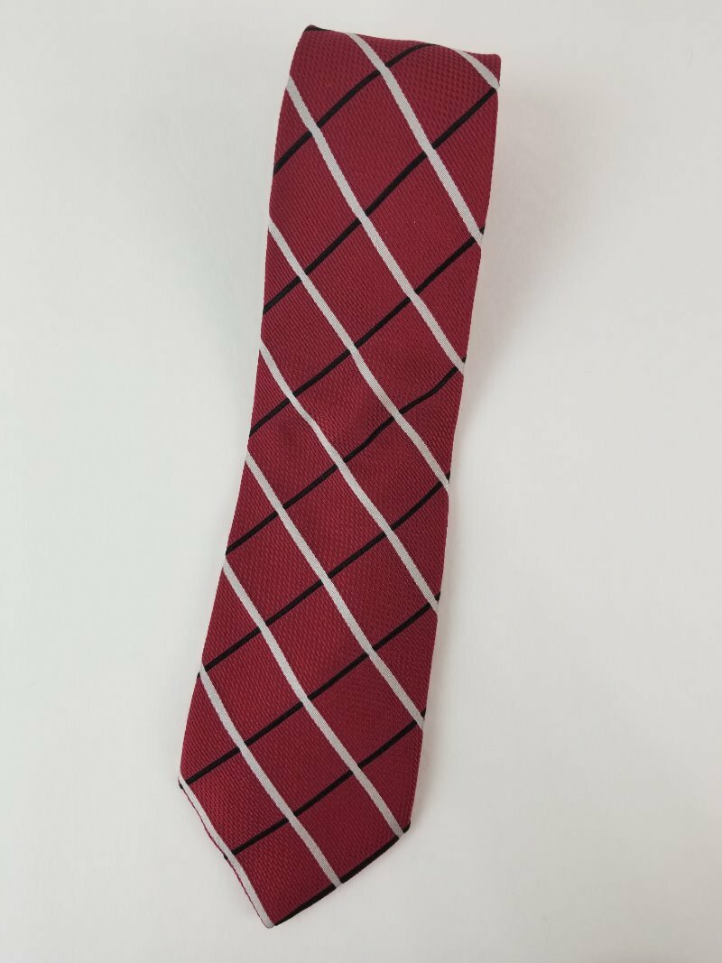 Donald J Trump Neck Tie Mens Red Signature Collection Window Pane Silk ...