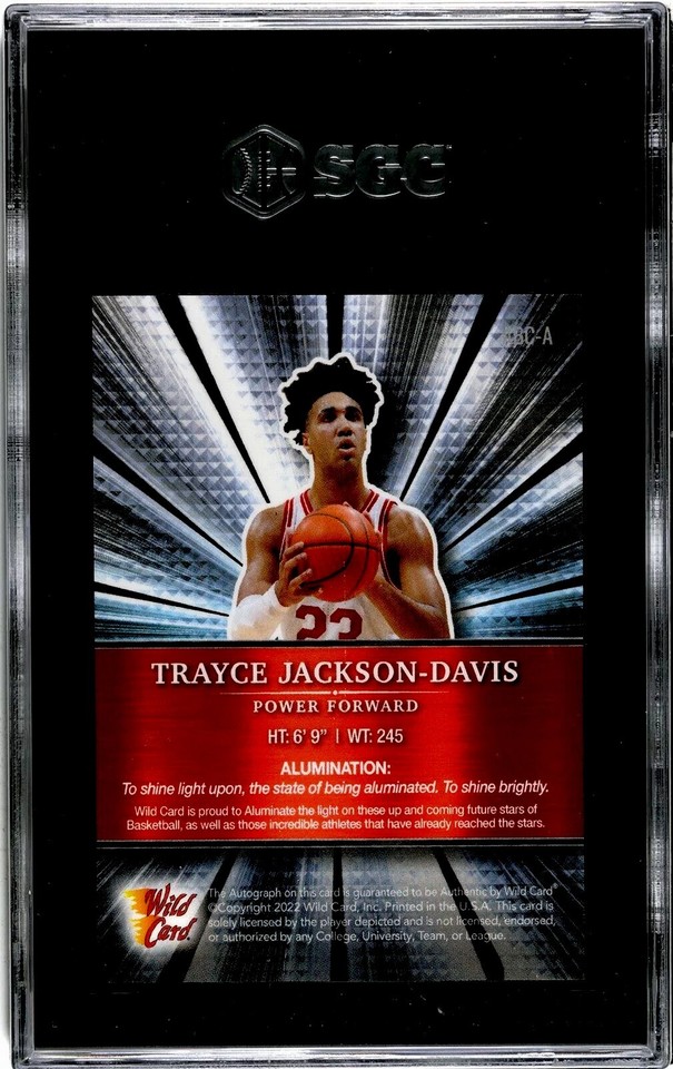 2021 Wild Card Alumination Trayce Jackson-Davis Autograph SGC 10 w/10 ...