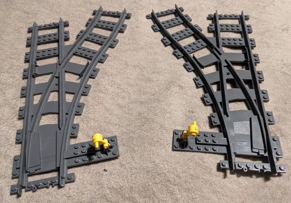 LEGO Left Right Train Track Switch Lot w/ Train Ground Throws 2861 2866 ...