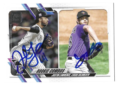 JUSTIN LAWRENCE SIGNED 2021 TOPPS ROOKIE COMBO CARD ROCKIES LUCAS ...