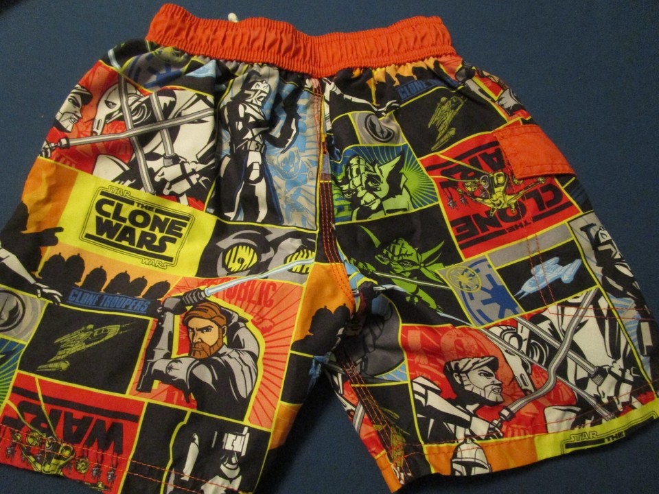 Star Wars Kids Swimming Shorts Size 4 Boys Swim Trunks Yoda Clone Wars ...