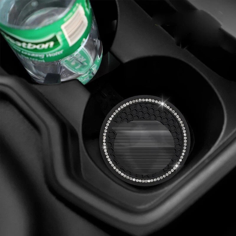 2pcs Bling Rubber Car Accessories Water Cup Holder Pad Coaster Fit For ...