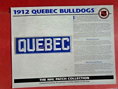 VINTAGE NHL HOCKEY 1912 QUEBEC BULLDOGS Collection Patch w History ...